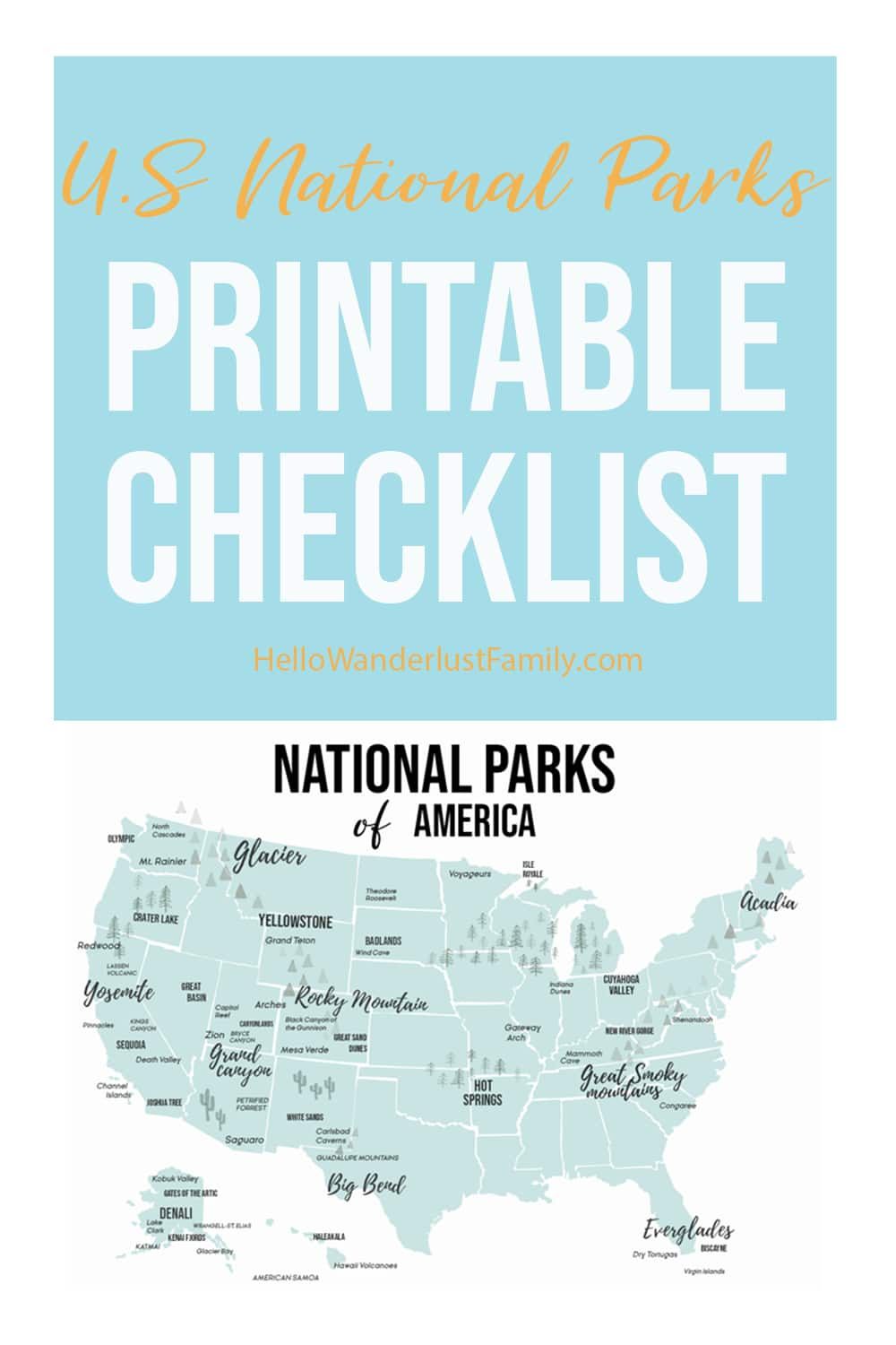 U.S. National Park list by State (Free Printable Map & Checklist)